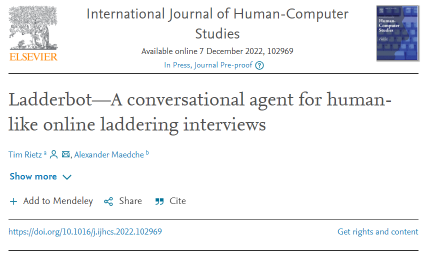 h-lab News - New Publication in IJHCS: Ladderbot - A Conversational Agent for Human-like Online ...